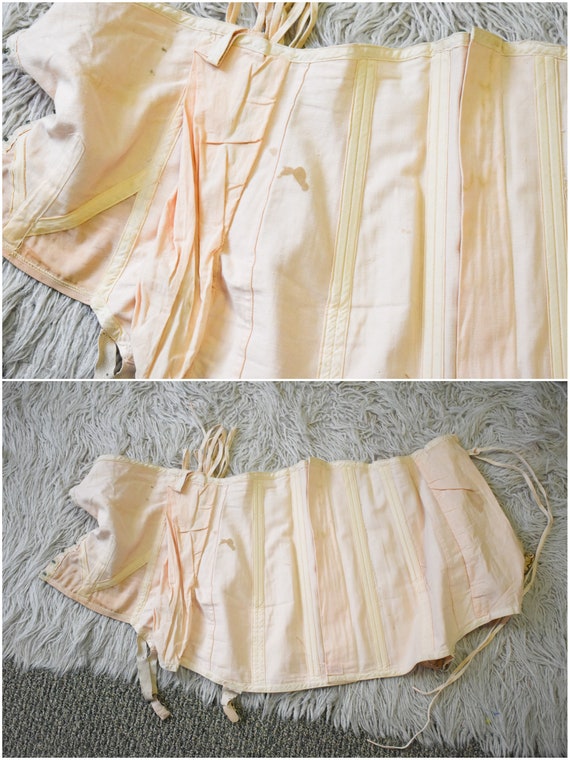 1930s "Famous Gale" Peach Lace Up Scientific Support … - Gem