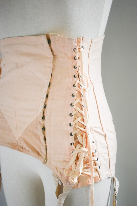 1930s "Famous Gale" Peach Lace Up Scientific Support … - Gem