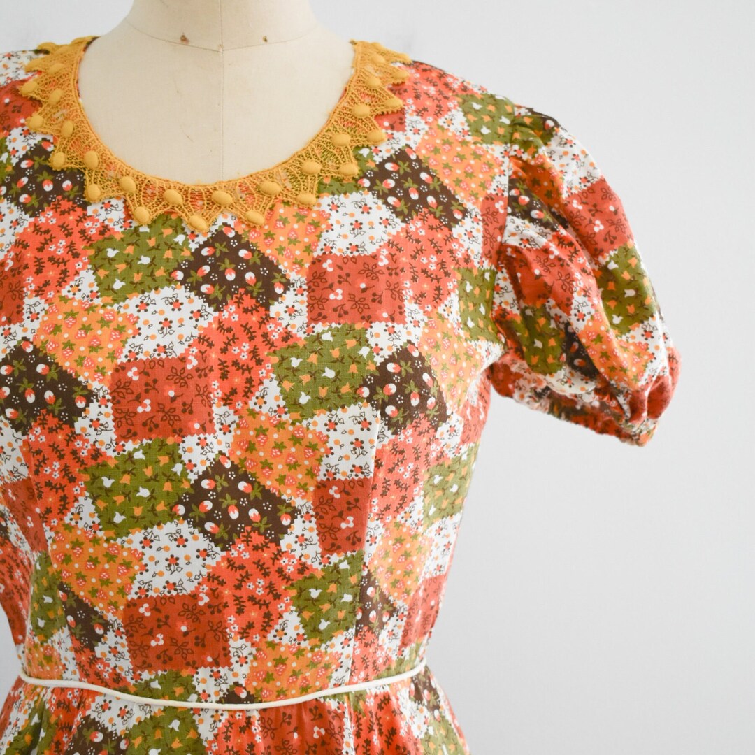 1970s Calico Printed Square Dance Dress - Etsy