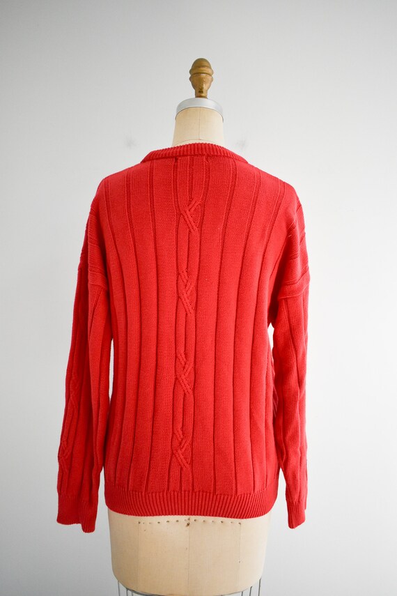 1990s Nautica Red Cable Sweater - Gem