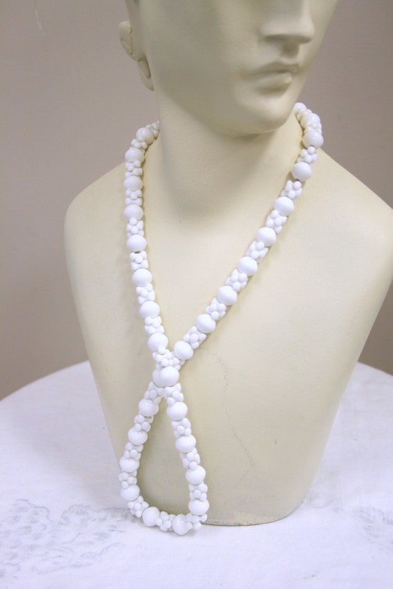 1960s Monet White Bead Necklace - Gem