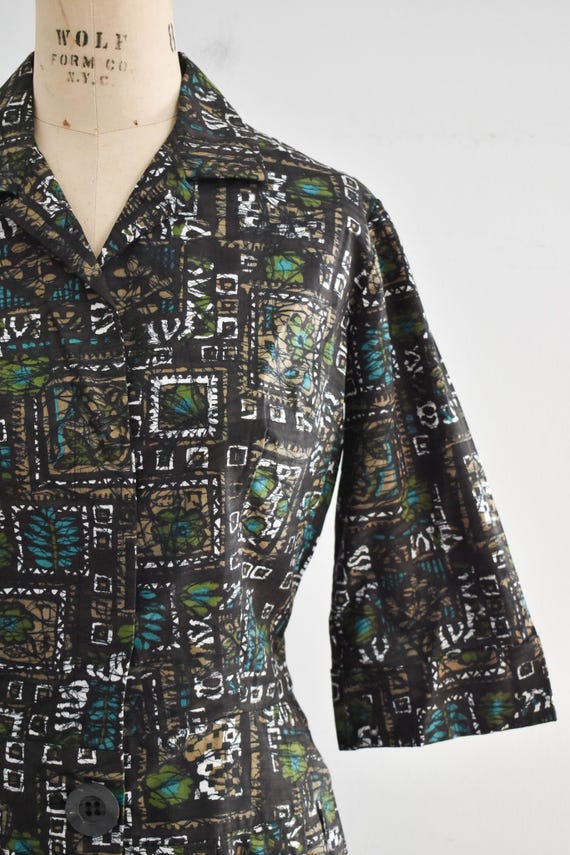 1950s Craely Polynesian Batik Dress - Gem