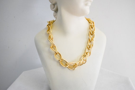 Vintage Large Gold Chain Link Necklace - Etsy