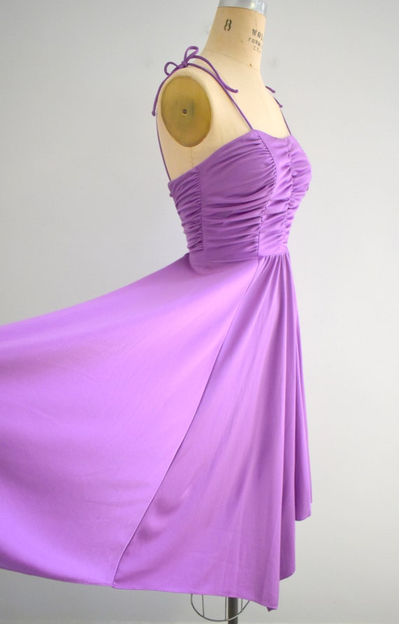 1970s Purple Ruched Dress - Gem