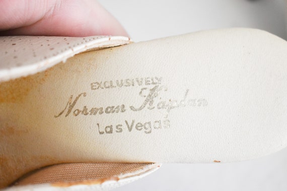 1970s Norman Kaplan Cream Heeled Mules, Size 6M - Gem