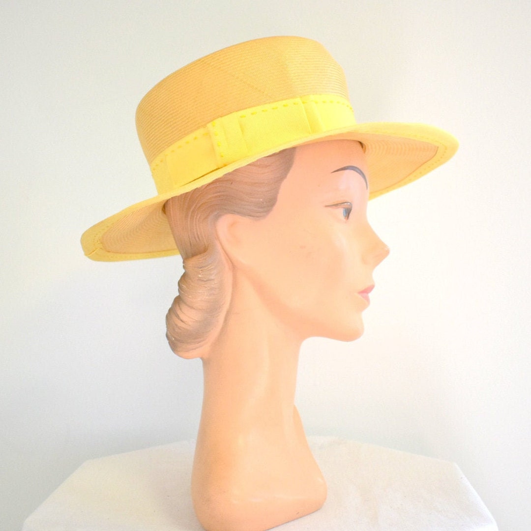 1960s Kutz Yellow Straw Hat - Etsy