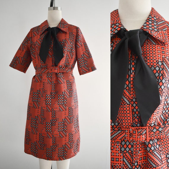 1960s Ann Murray Geometric Print Dress - Gem