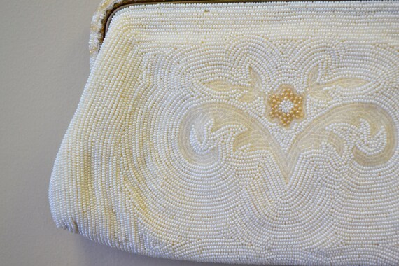 1950s Walborg White Beaded Evening Purse - Gem
