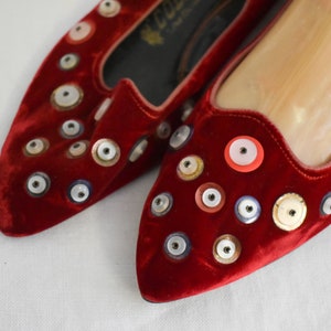 1950s/60s Dark Red Velvet Flats, Size 5 1/2M - Etsy