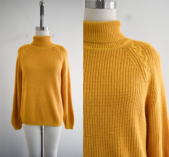 1980s Mustard Yellow Ribbed Knit Sweater - Gem