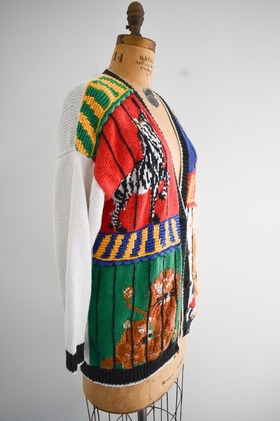 1990s Circus Themed Oversized Cardigan Sweater - Gem