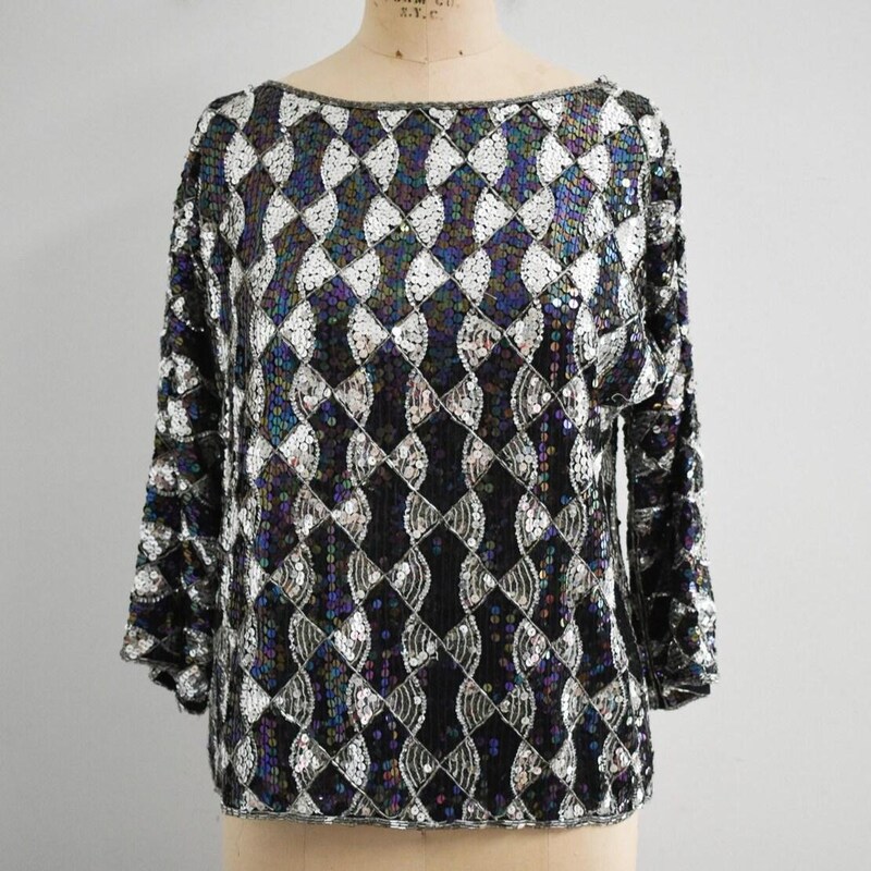 Silver Sequin Blouse - Etsy