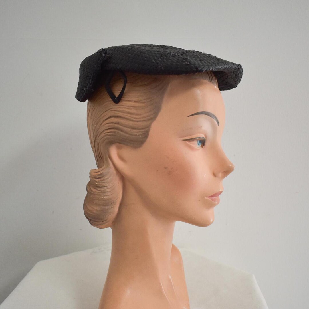 1940s Colby Black Straw Hat - Etsy