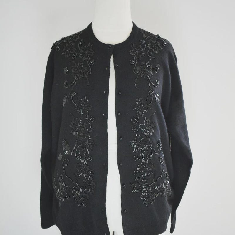 Black Beaded Sweater - Etsy
