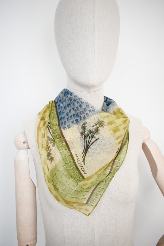 1980s Halston Sheer Floral Scarf - Gem