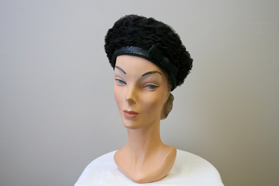1960s Quaker-maid Black Lace Ruffle Hat | Etsy