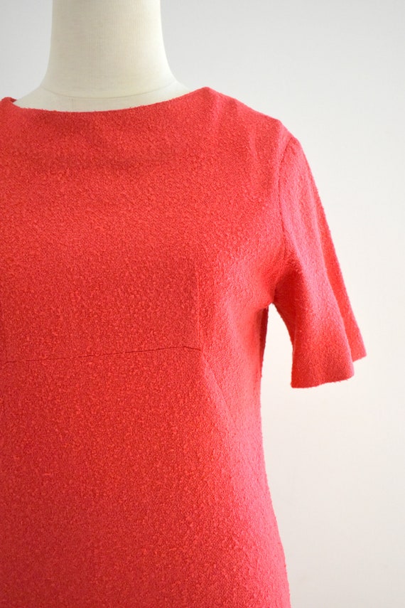 1960s Red Nubby Short Sleeve Dress - Gem
