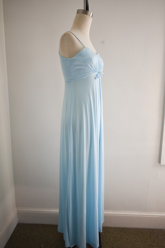 1970s Pale Blue Maxi Dress and Draped Bolero Jacket - Gem