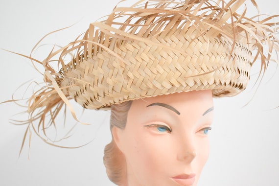 1960s Mexican Fringed Straw Sun Hat - Gem