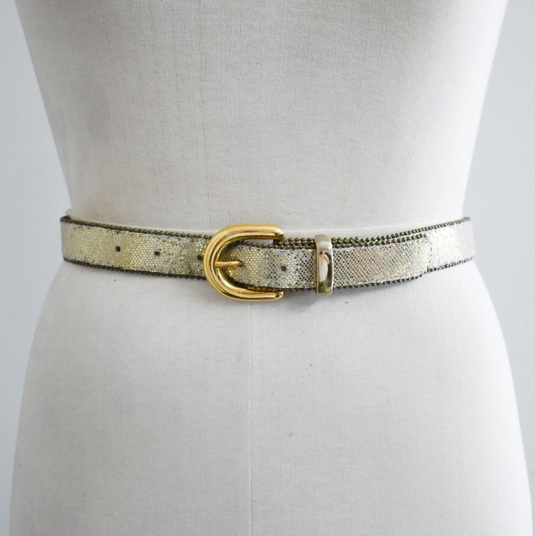 1980s/90s Gold Glitter Belt - Etsy