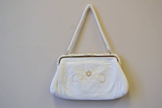 1950s Walborg White Beaded Evening Purse - Gem