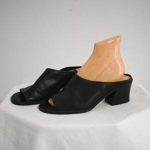 1990s Westies Black Leather Chunky Heeled Slides, Size 7 1/2 B - Etsy