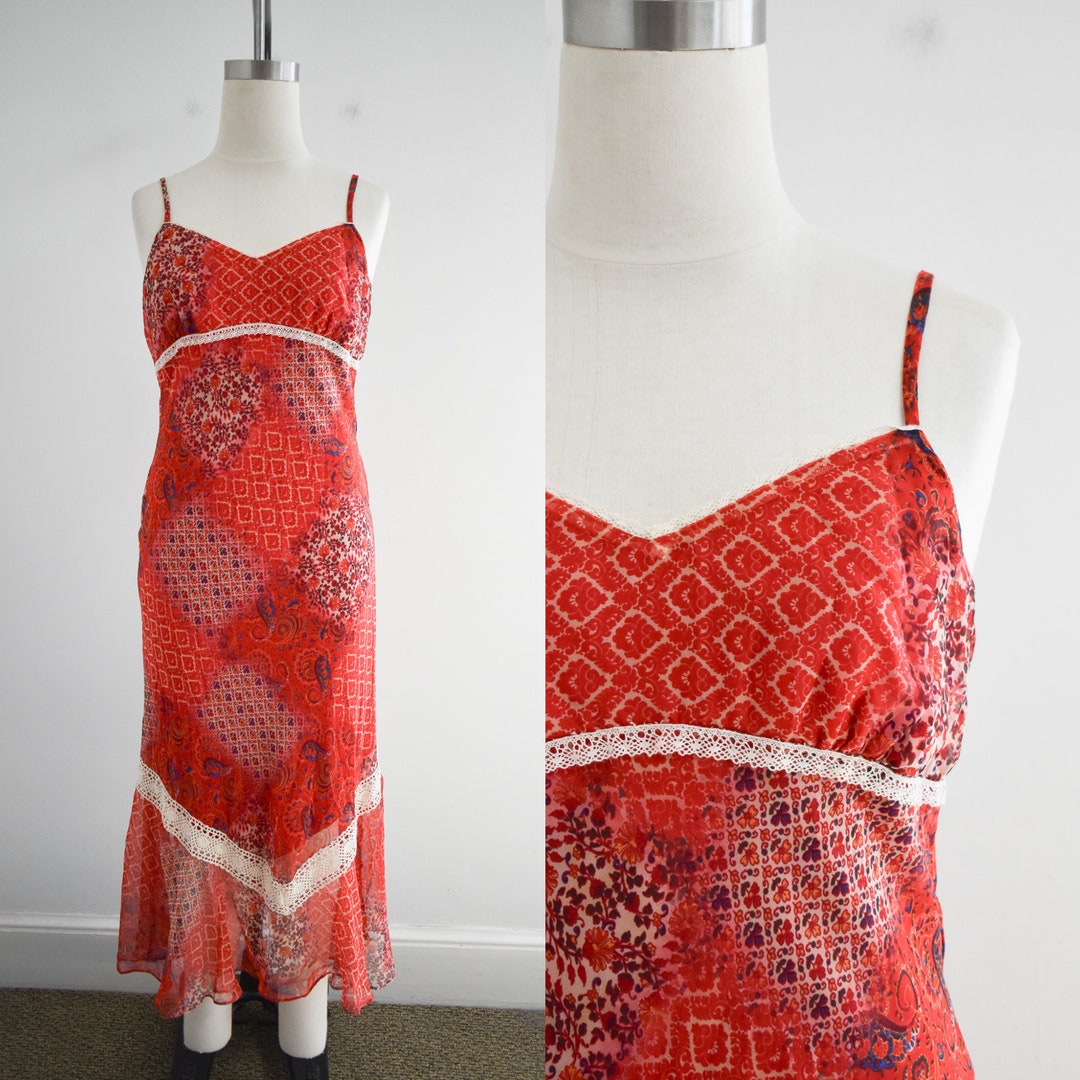 1990s/y2k Boho Chiffon Maxi Dress - Etsy