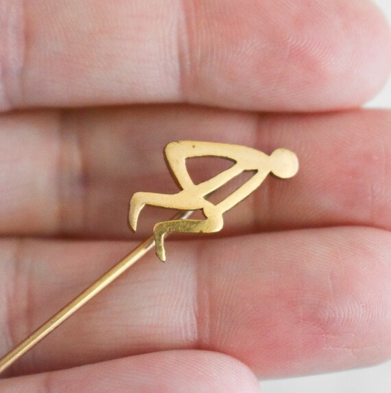 Vintage Stick Figure Stick Pin - Gem