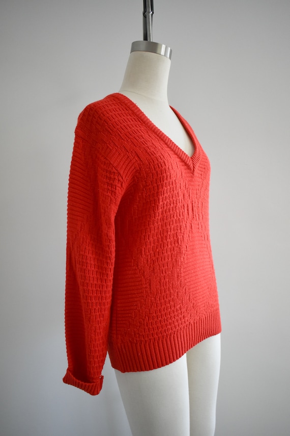 1980s Red V Neck Sweater - Gem