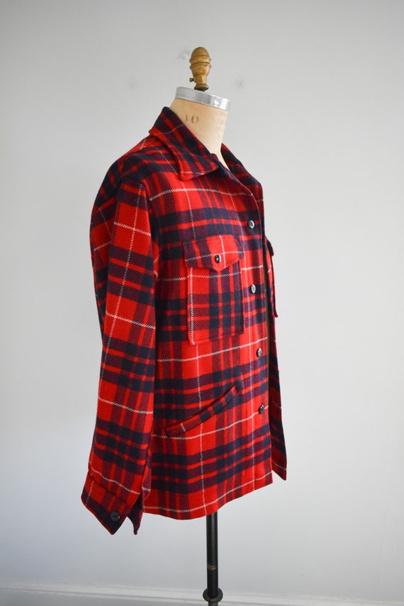 1960s Pendleton Red Wool Plaid Shirt Jacket - Gem