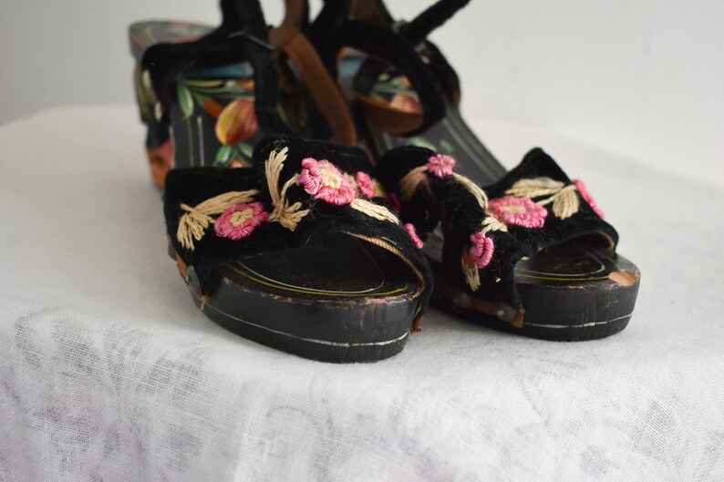 1940s Philippines Carved Wooden Wedge Sandals - Etsy