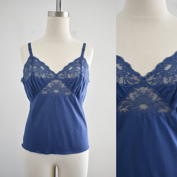 1970s Shadowline Deep Blue Camisole - Gem
