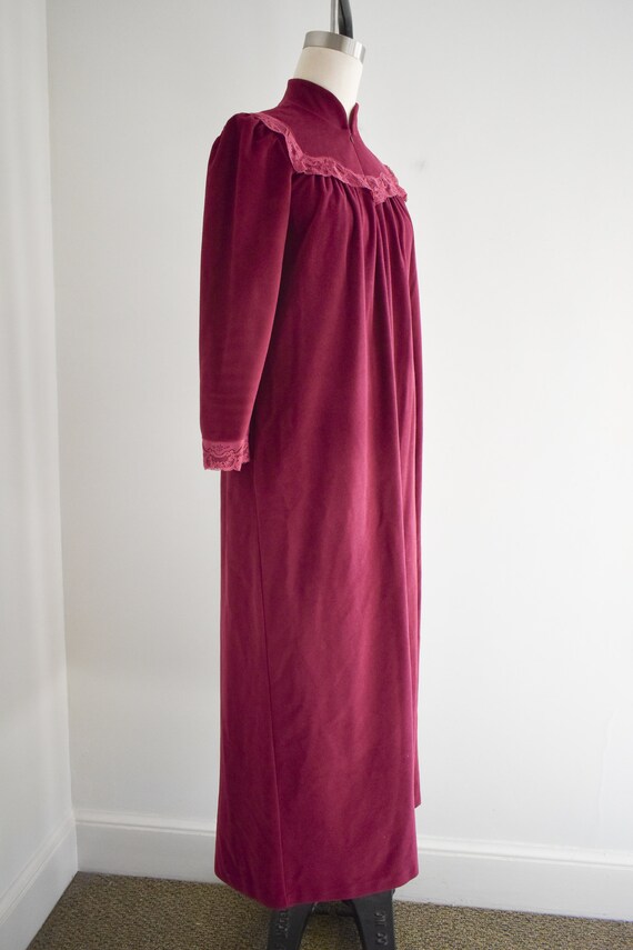 1970s/80s Vanity Fair Burgundy Velour Housecoat - Gem
