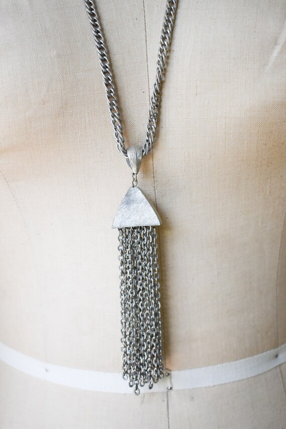 1960s/70s Double Chain Necklace with Tassel Pendant - Gem
