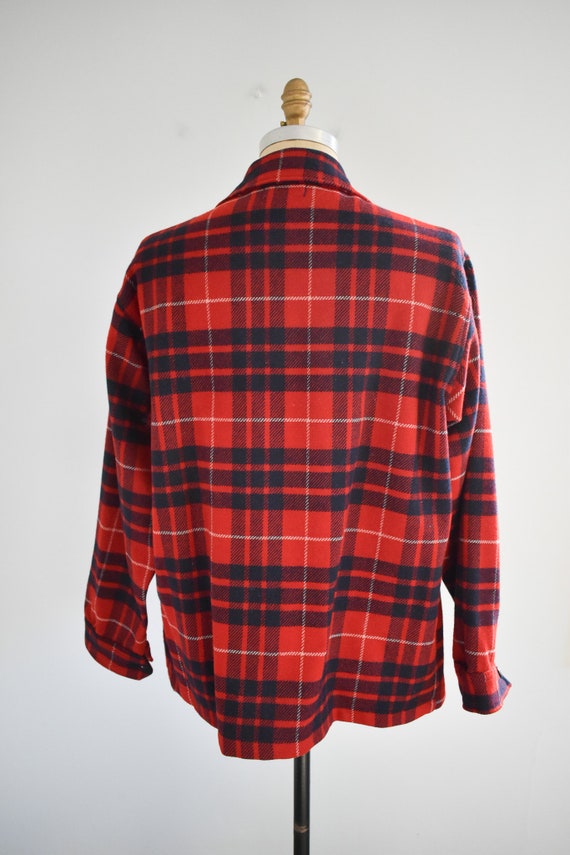 1960s Pendleton Red Wool Plaid Shirt Jacket - Gem
