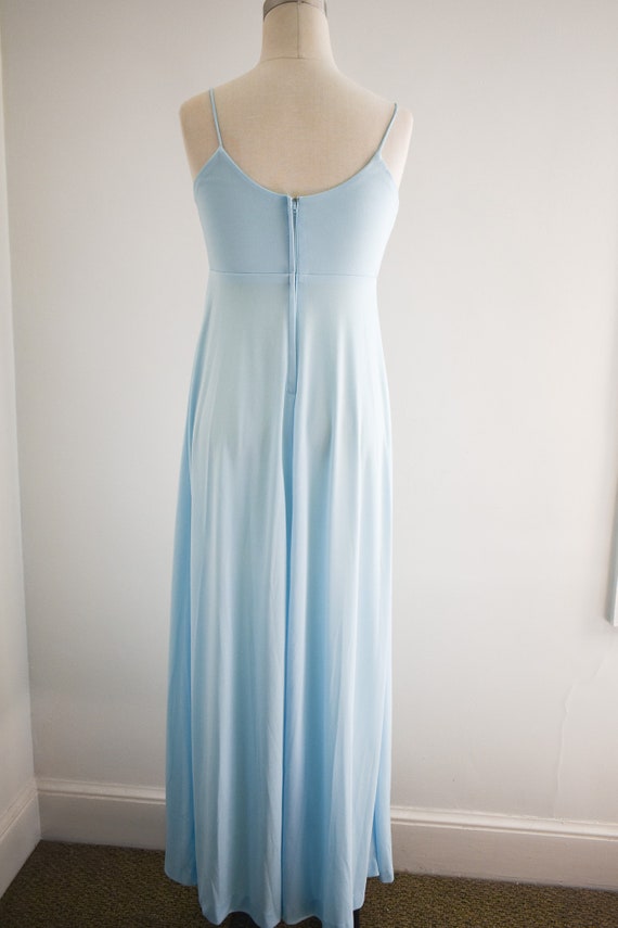 1970s Pale Blue Maxi Dress and Draped Bolero Jacket - Gem