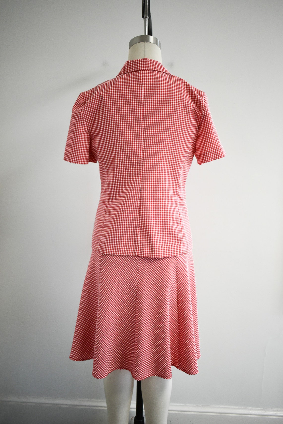 1970s/80s Red Checked Blouse and Skirt Set - Etsy