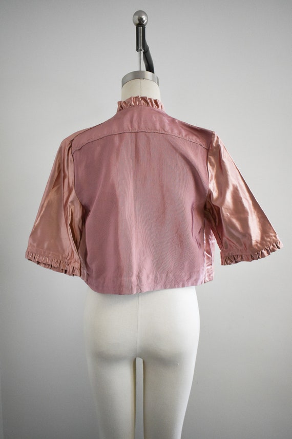 Antique Rose Pink Satin Bed Jacket - Gem