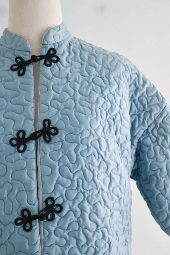 1940s Pale Blue Quilted Bed Jacket - Gem