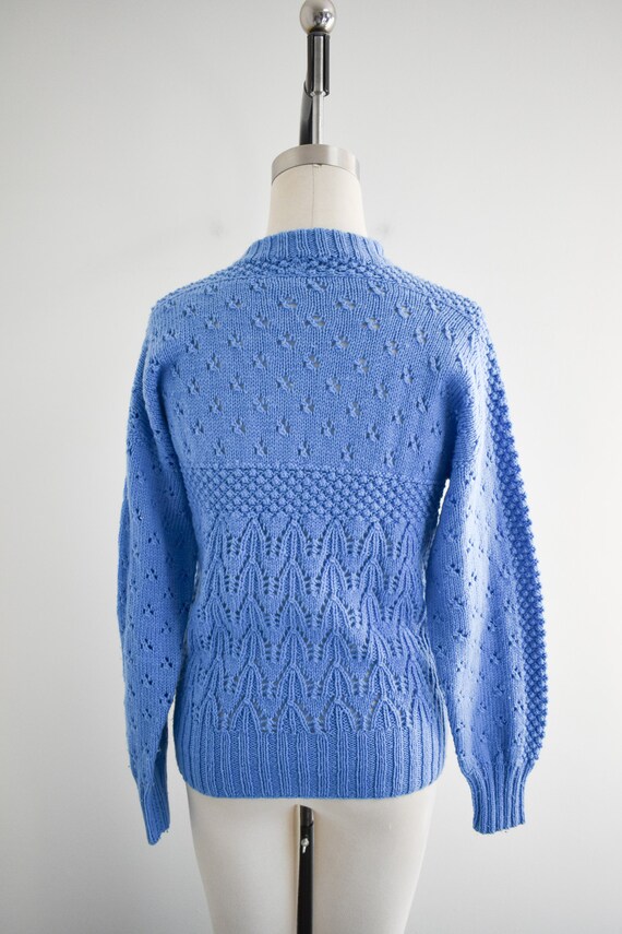 1970s/80s Bright Blue Hand Knit Pullover Sweater - Gem