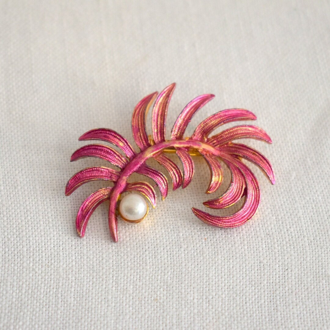 1960s Pink Branch Brooch - Etsy
