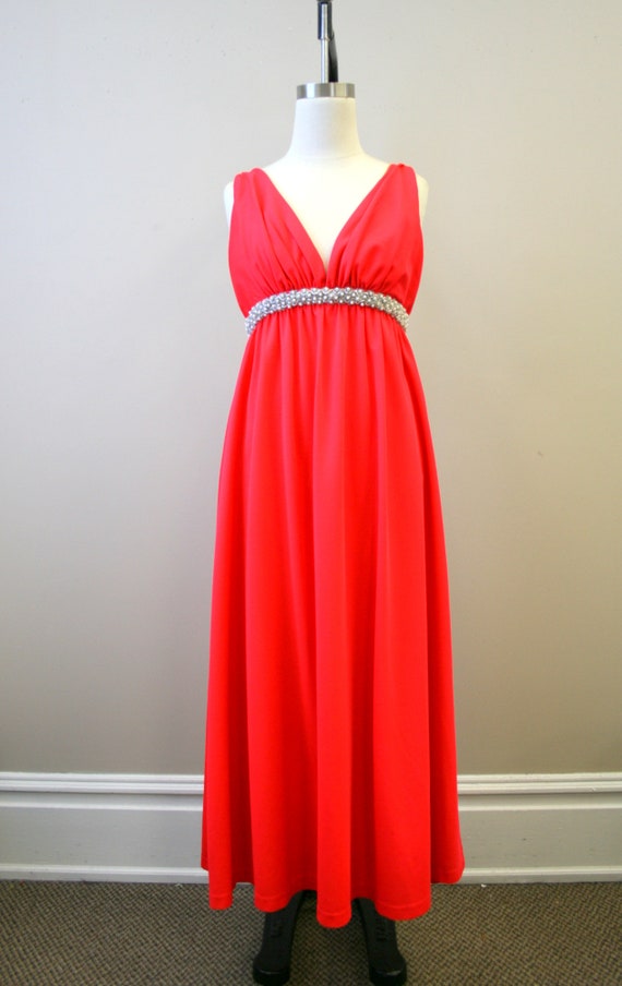 1960s Mike Benet Formals Neon Red-Orange Gown - Gem