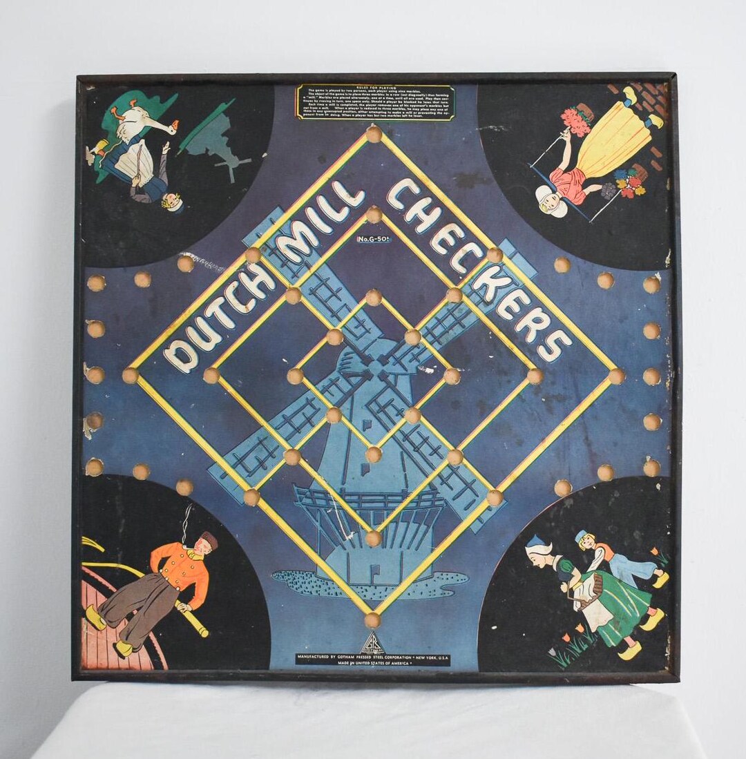 1930s Dutch Mill Checkers Game Board - Etsy