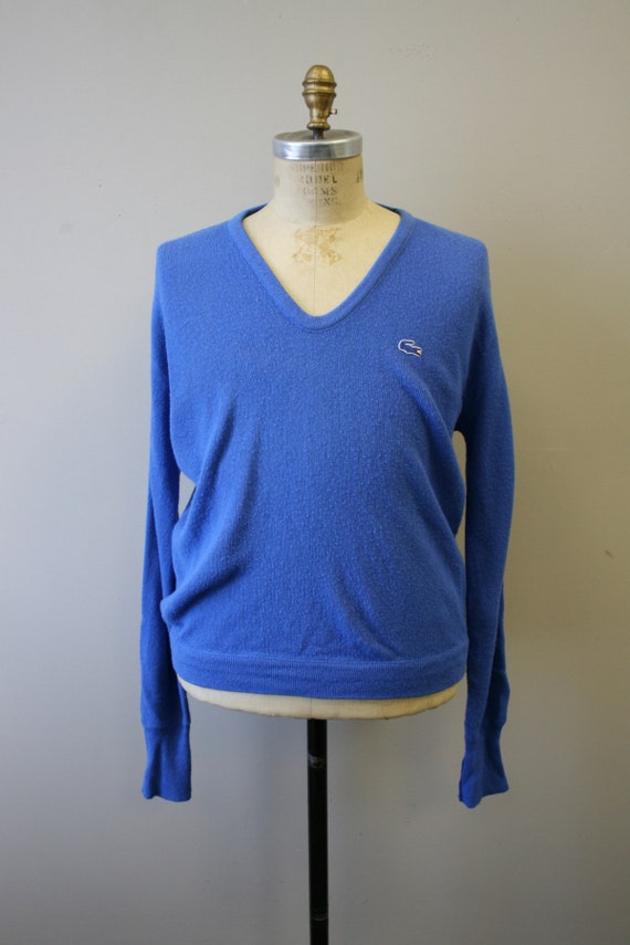 1970s Izod Lacoste Blue Men's Sweater - Gem