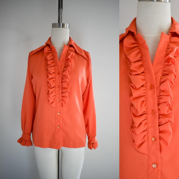 70s Ruffled Blouse - Etsy