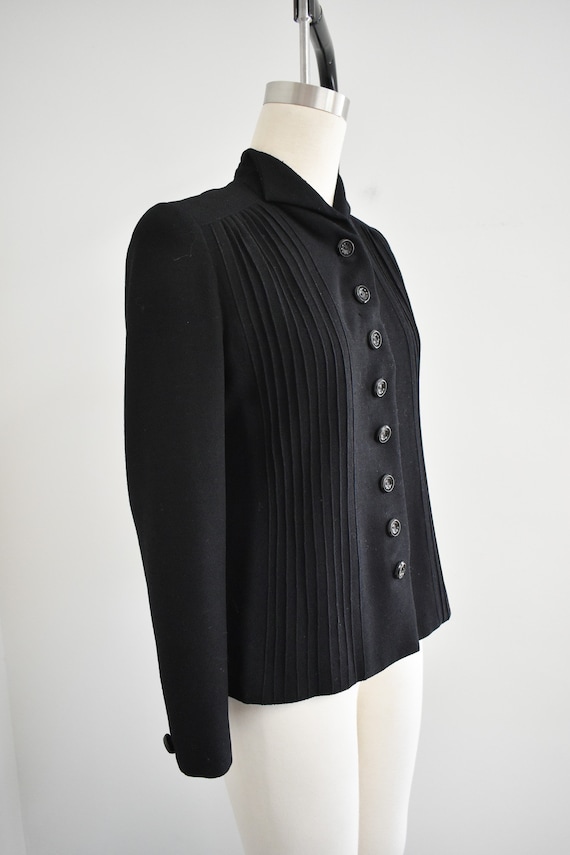 1940s Black Wool Pintuck Jacket - Gem