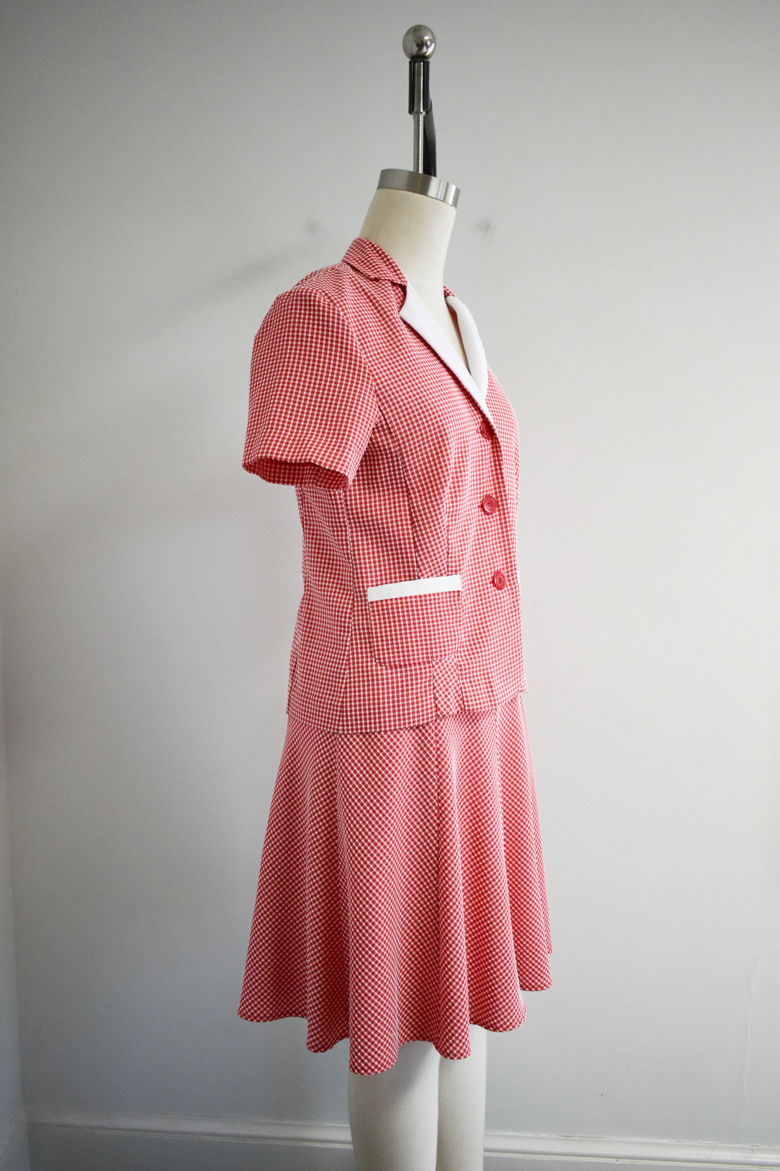 1970s/80s Red Checked Blouse and Skirt Set - Etsy