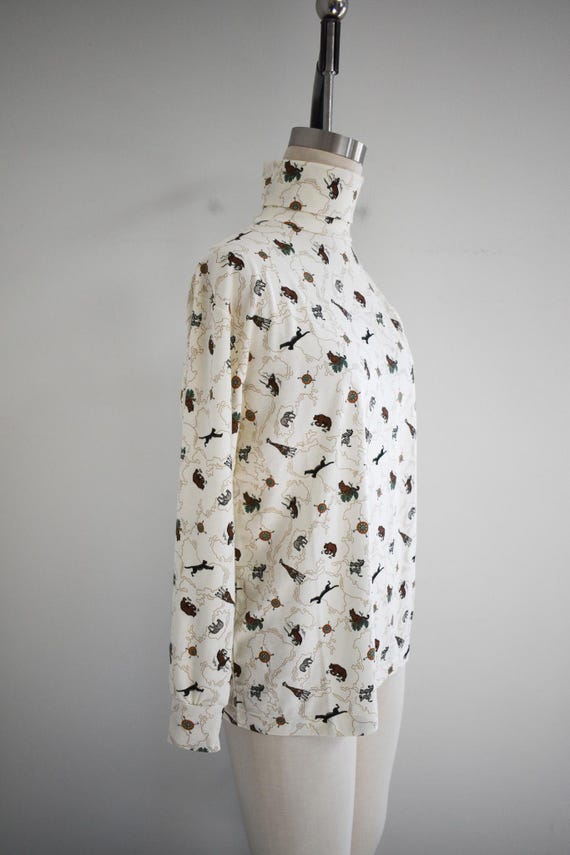 1990s Safari Print Turtleneck - Gem