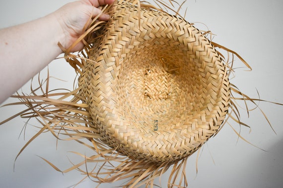 1960s Mexican Fringed Straw Sun Hat - Gem