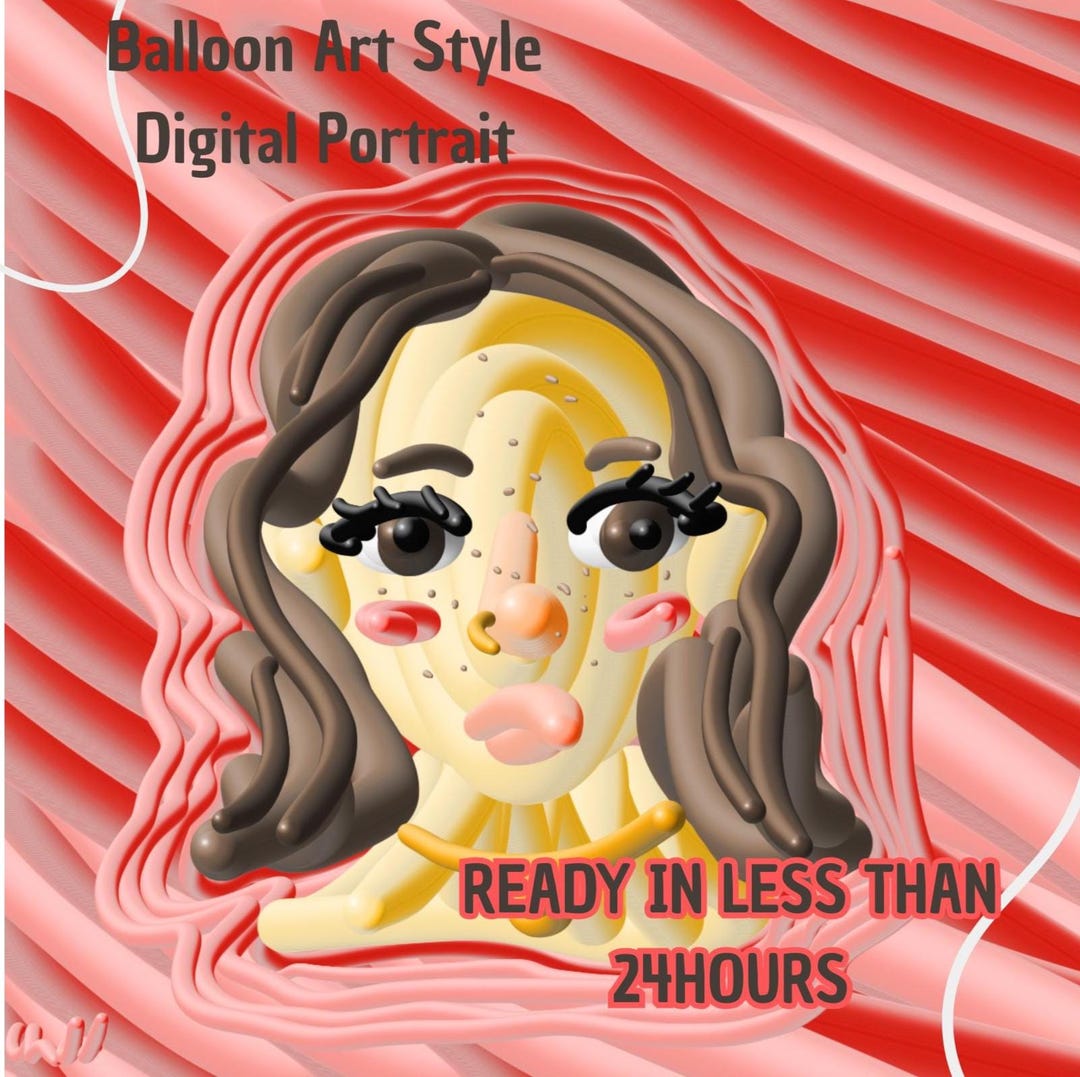 Balloon Art Style Digital Portrait - Etsy